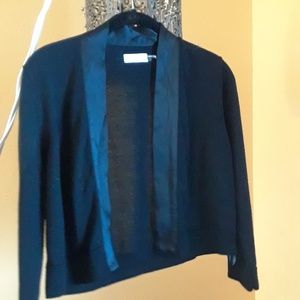 Calvin Klein | Sweaters | Calvin Klein Black Satin Open Front Crop ...